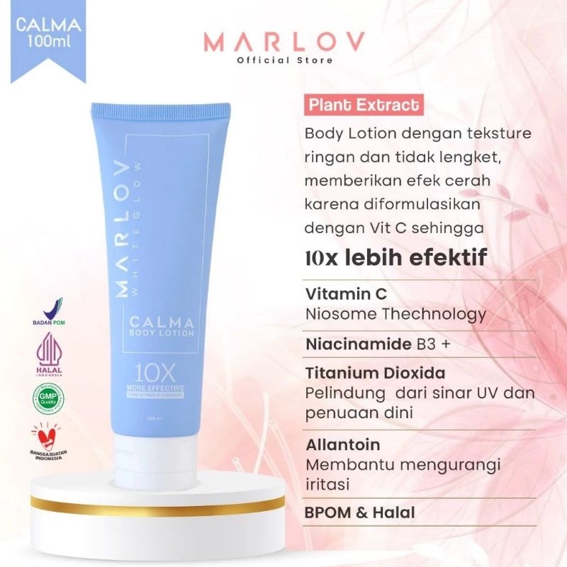 Jual MARLOV Body Lotion White Glow Series CALMA 100ml - Niacinamide ...