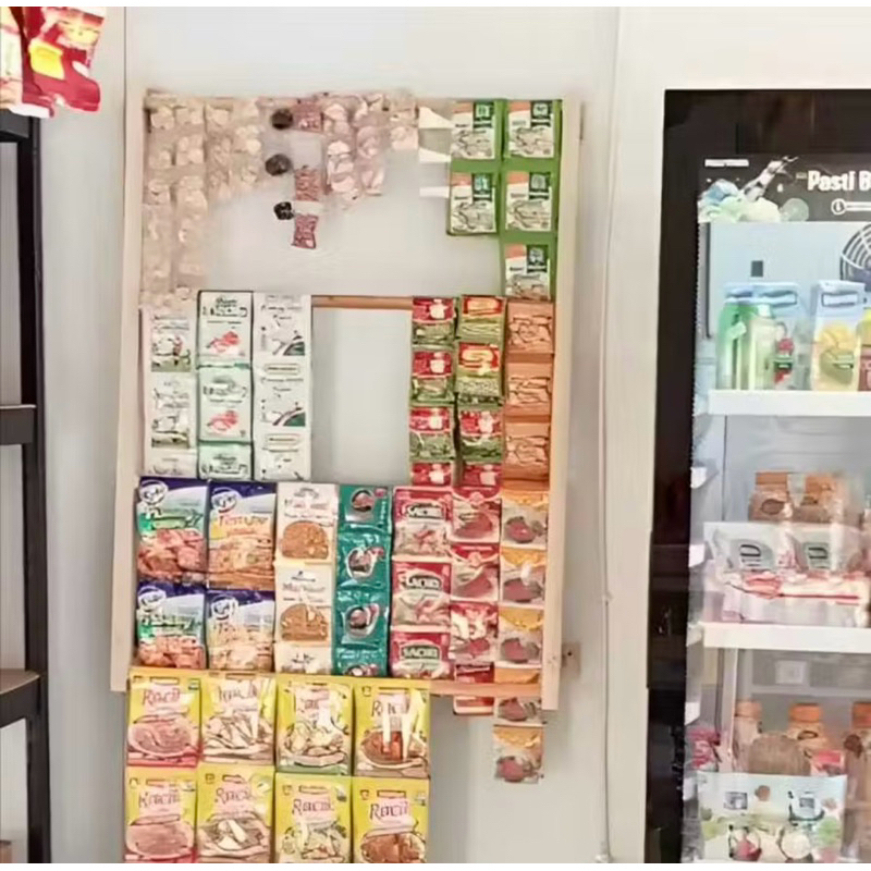 Jual rak tempat jajanan warung rak kertas tempat sampiran kopi | Shopee ...