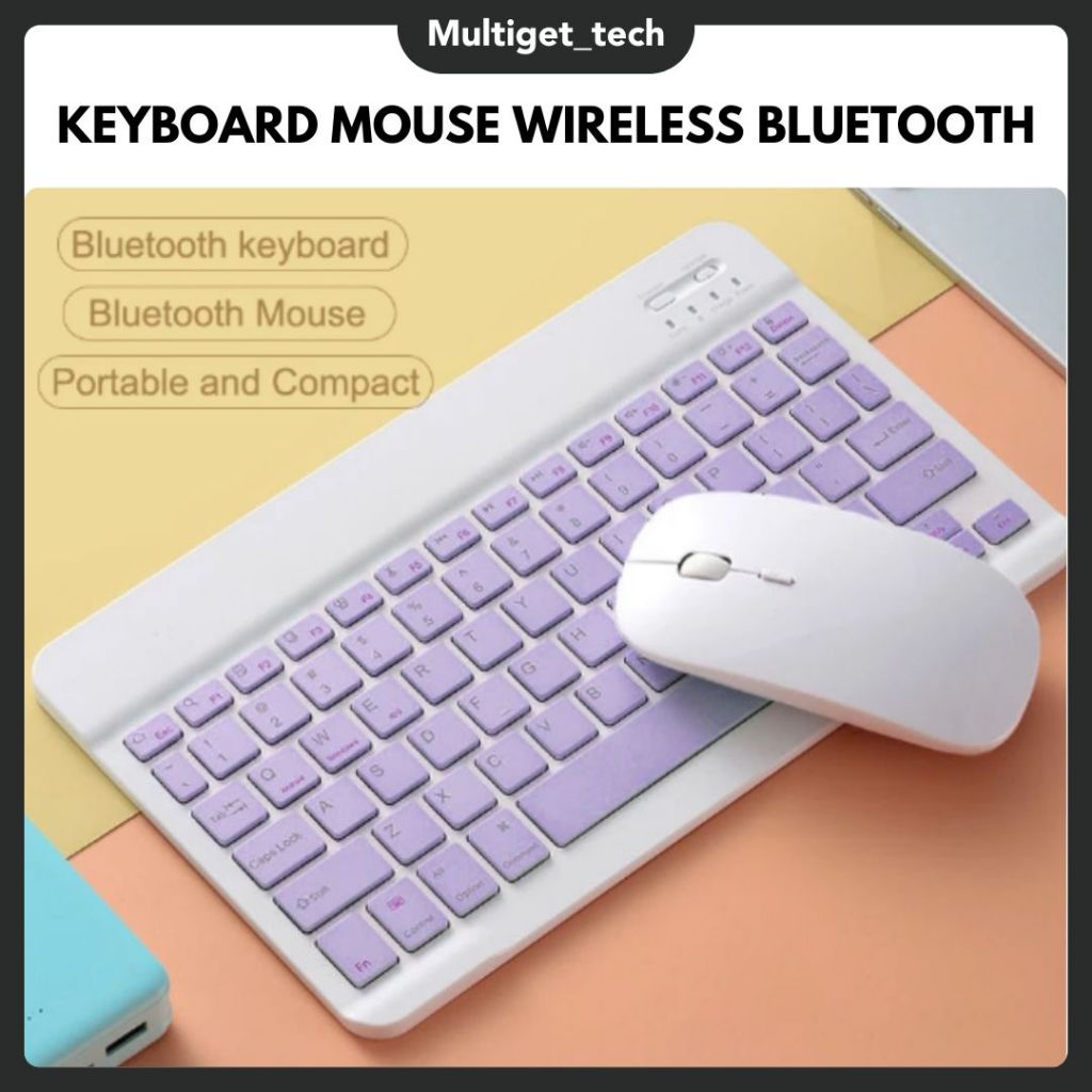 Jual Keyboard Mouse Wireless Bluetooth 10 Inch Set Combo Lightweight ...