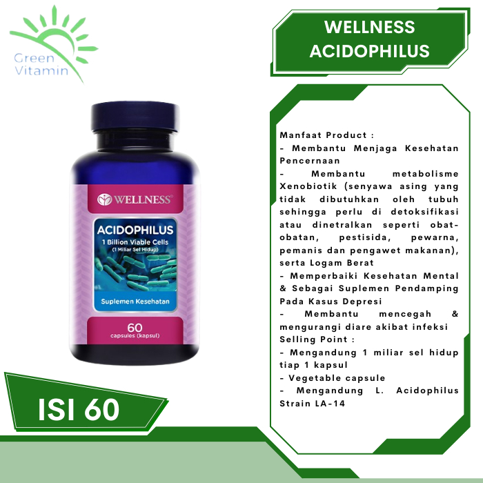 Jual Wellness Acidophilus Suplemen Kesehatan Isi 60 Capsules (Kapsul ...