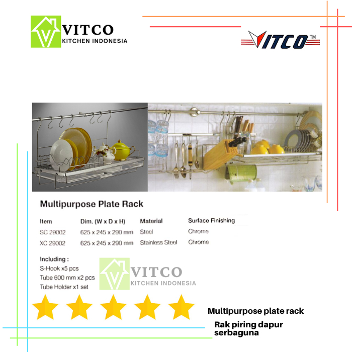 Jual Multipurpose Plate Rack VITCO / Rak Piring Gelas Teko Serbaguna ...