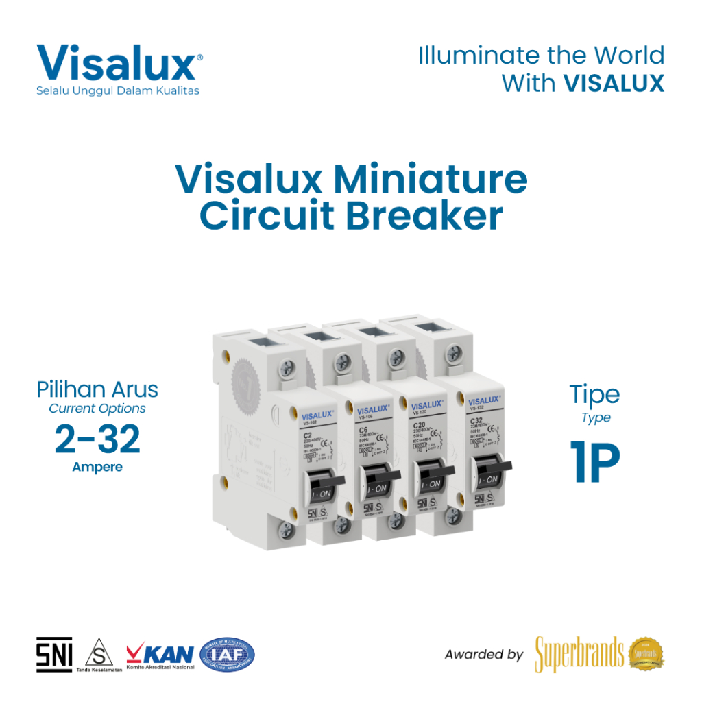 Jual Visalux Miniature Circuit Breaker/MCB 1P - 2A 4A 6A 10A 16A 20A ...