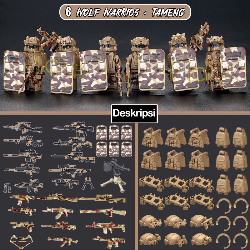 Jual Mainan balok Military Minifigure army Swat Team Pack Building ...