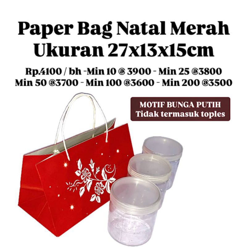 Jual Paper Bag Natal Merah Ukuran 27x13x15cm | Shopee Indonesia
