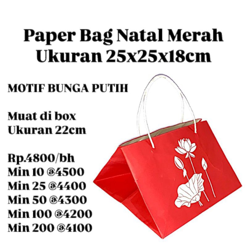Jual Paper Bag IMLEK DAN NATAL Merah Ukuran 25x25cm Muat Box 22cm ...