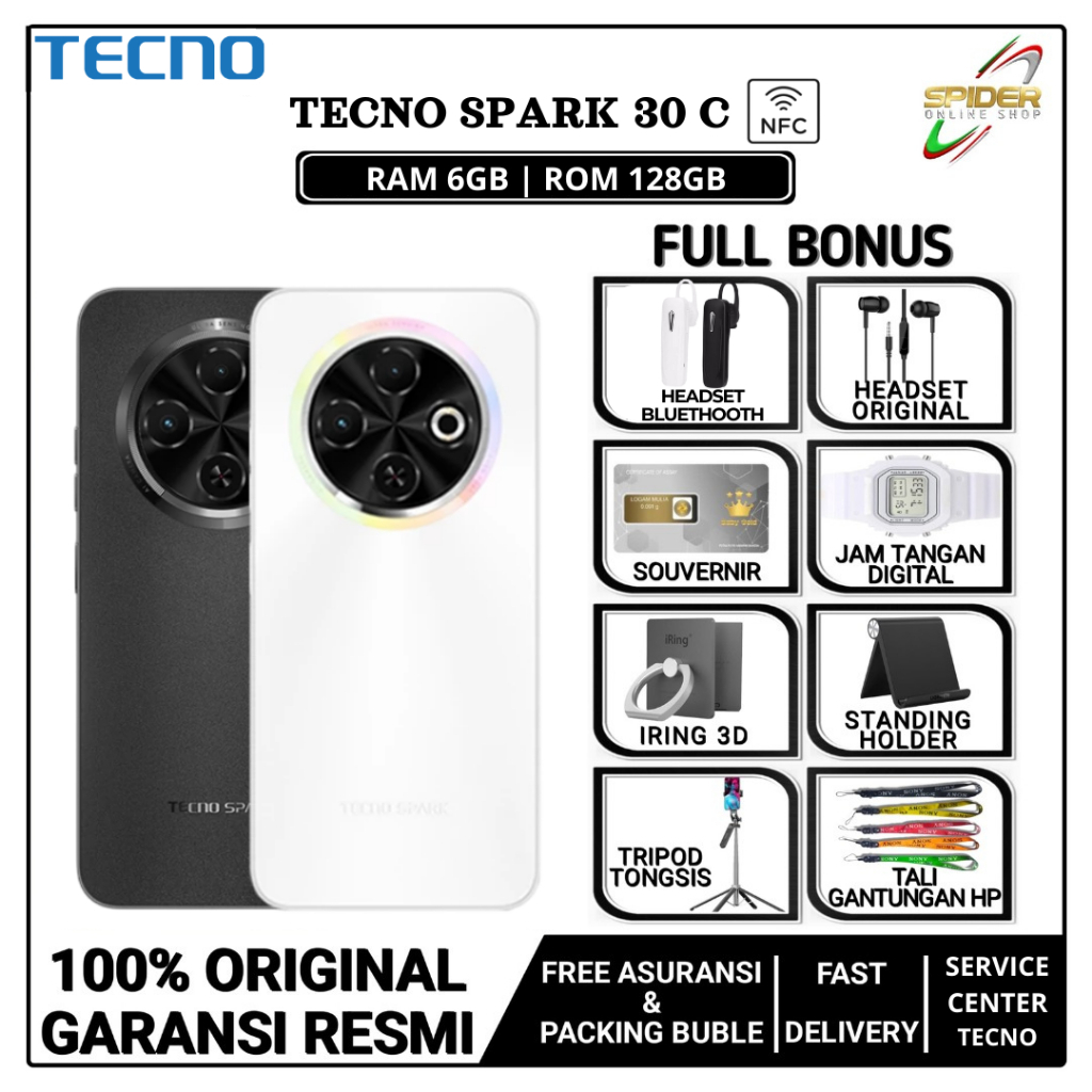 Jual TECNO SPARK 30C NFC RAM 6/128GB & 8/256GB GARANSI RESMI INDONESIA | Shopee Indonesia