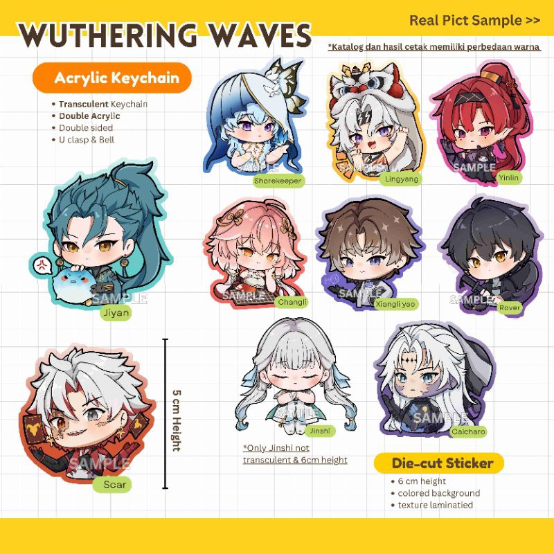 Jual Wuthering Waves / WuWa Sticker Jiyan Scar Shorekeeper Lingyang ...