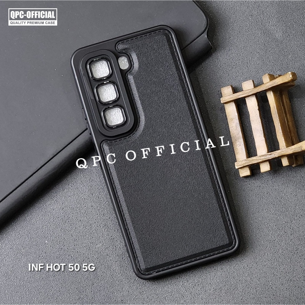 Jual Infinix Hot 50 5G Case Leather Pro Kamera Black Infinix Hot 50 5G ...