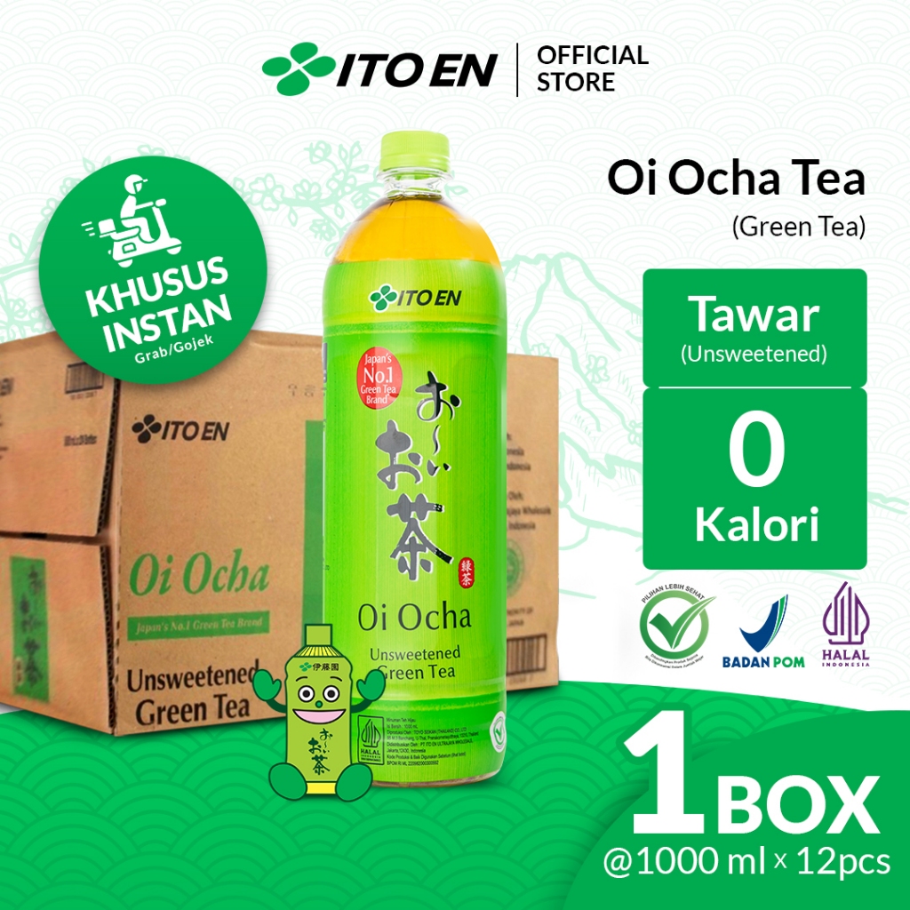 Jual ITO EN Oi Ocha 1000ml Green Tea No Sugar isi 12 Pcs - 1 Box / 1 ...