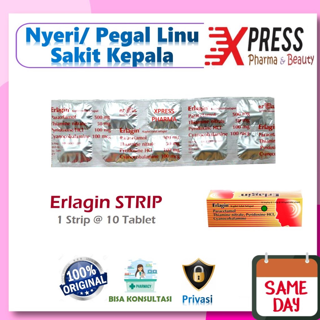 Jual ⚡XPRESS⚡ STRIP ERLAGIN isi 10 tablet Obat Nyeri Demam Pusing ...