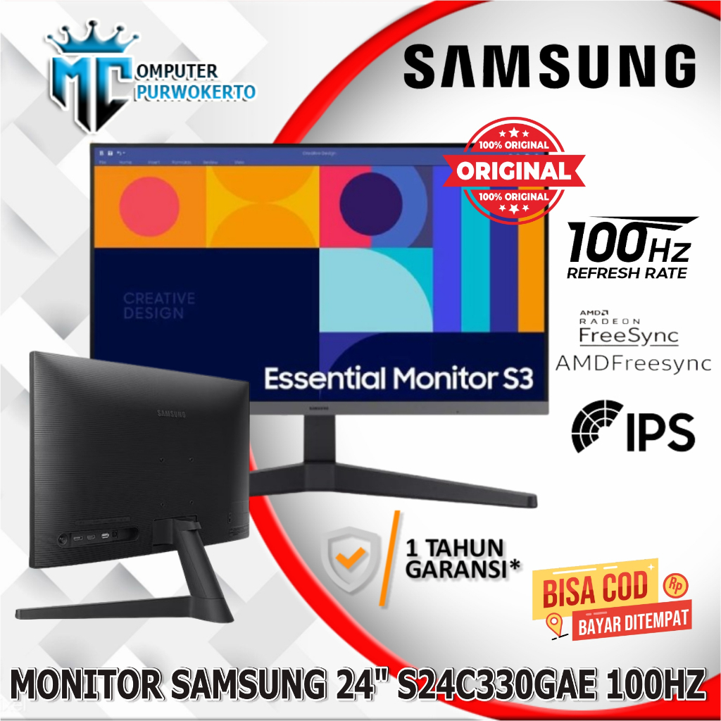 Jual Monitor LED 24" Inch Samsung S24C330GAE IPS 1080p FreeSync 100Hz ...