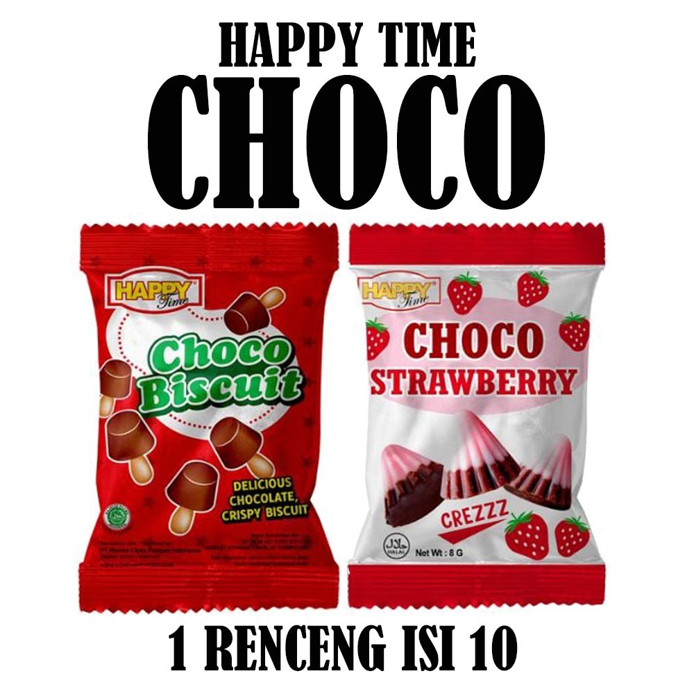 Jual HAPPY TIME CHOCO BISCUIT / CHOCO STRAWBERRY RENCENG ISI 10 ...