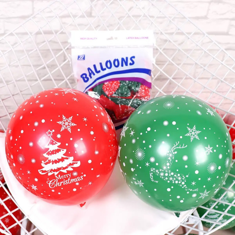 Jual (10pcs) Balon Print Natal Merry Christmas / Balon Transparent ...