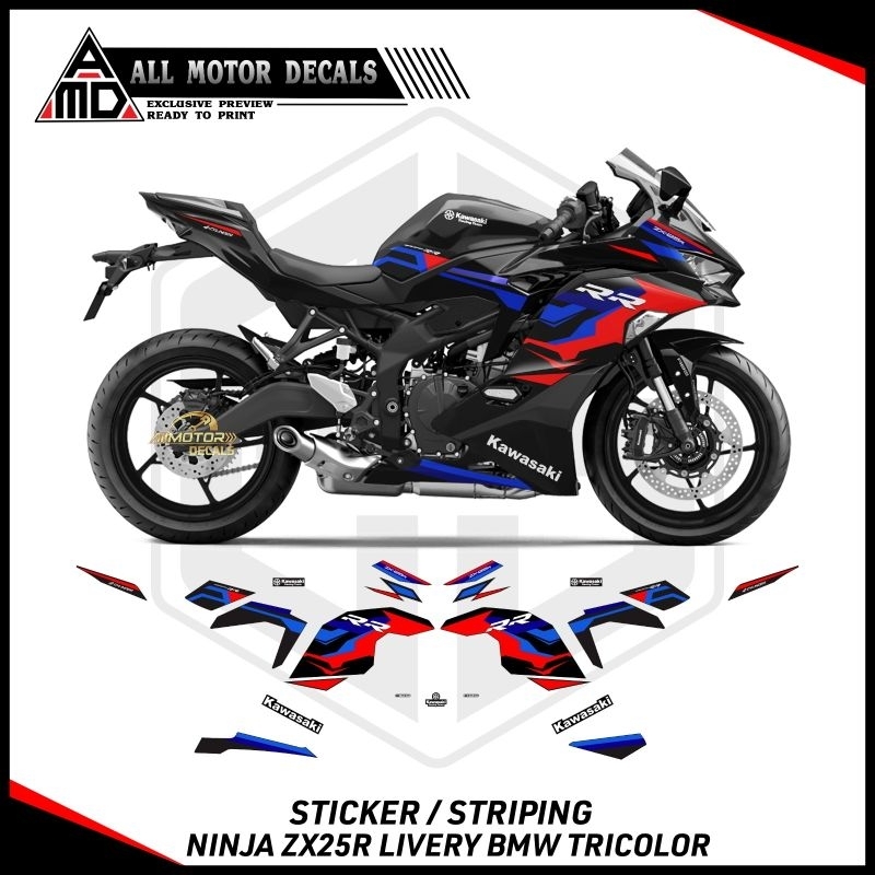 Jual STRIPING ZX25R LIVERY BMW TRICOLOR / STIKER NINJA ZX-25R / DECAL ...