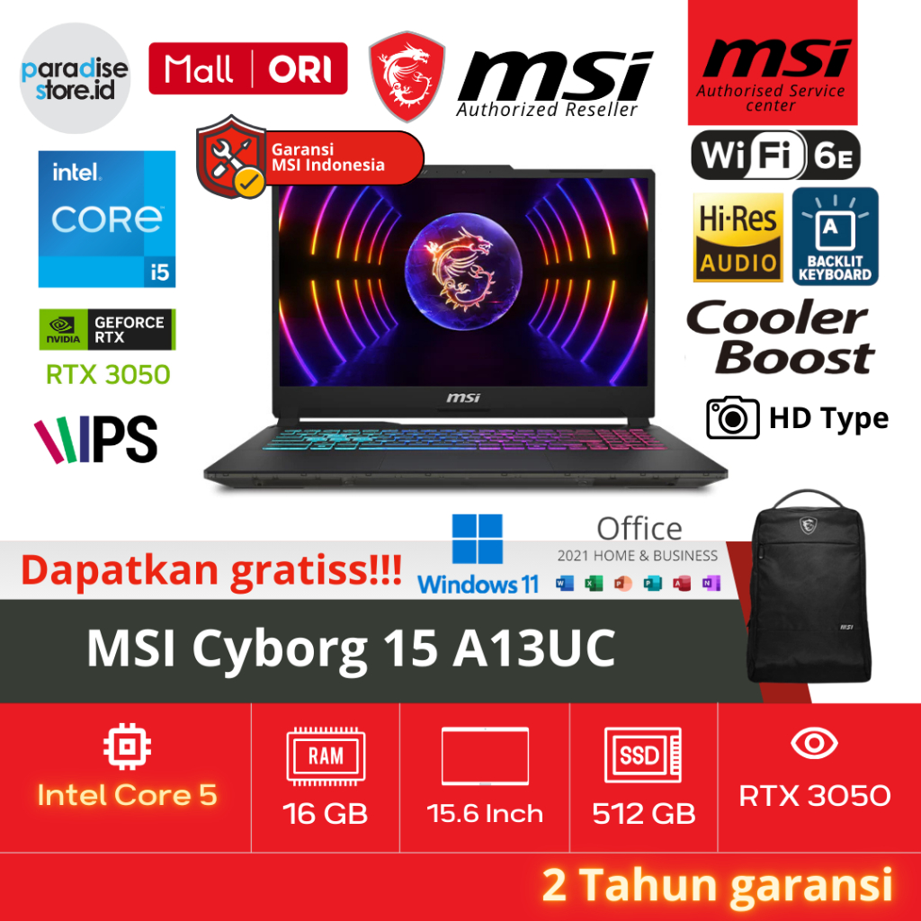 Jual MSI Cyborg 15 A13UC i5-13420H RTX3050 16GB 512GB 15.6" FHD 144Hz - 1068ID | Shopee Indonesia