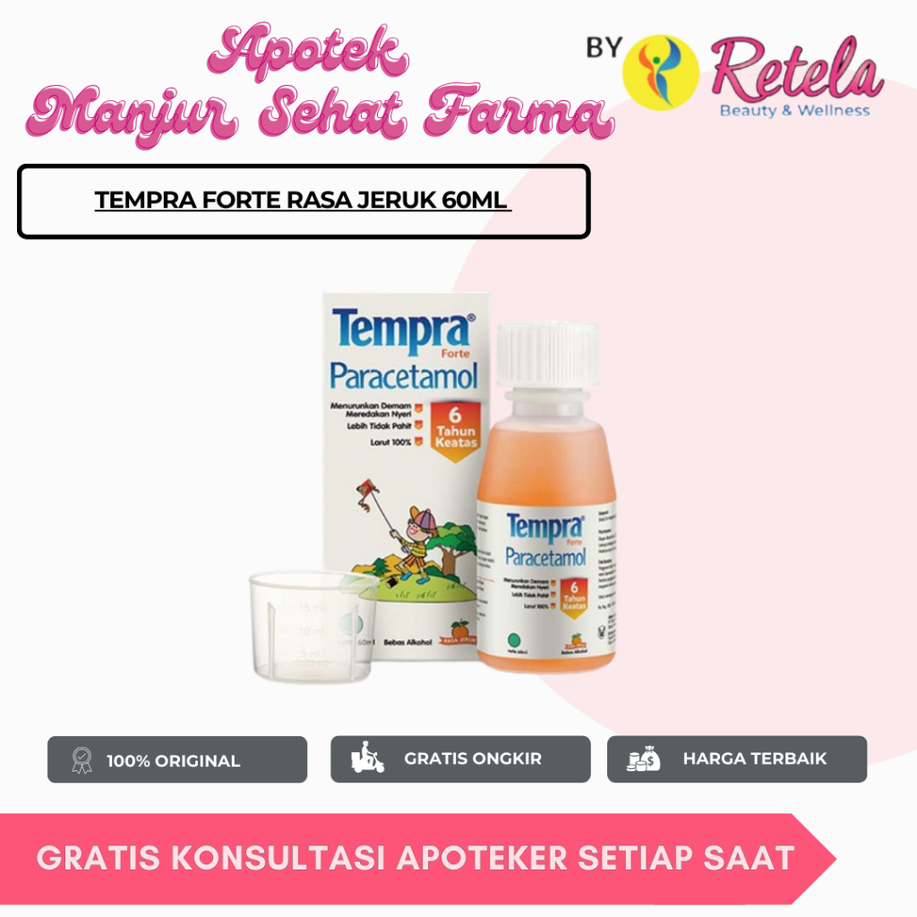 Jual TEMPRA FORTE RASA JERUK 60ML / UNTUK DEMAM ANAK 6 TAHUN KE ATAS/ PARACETAMOL | Shopee Indonesia