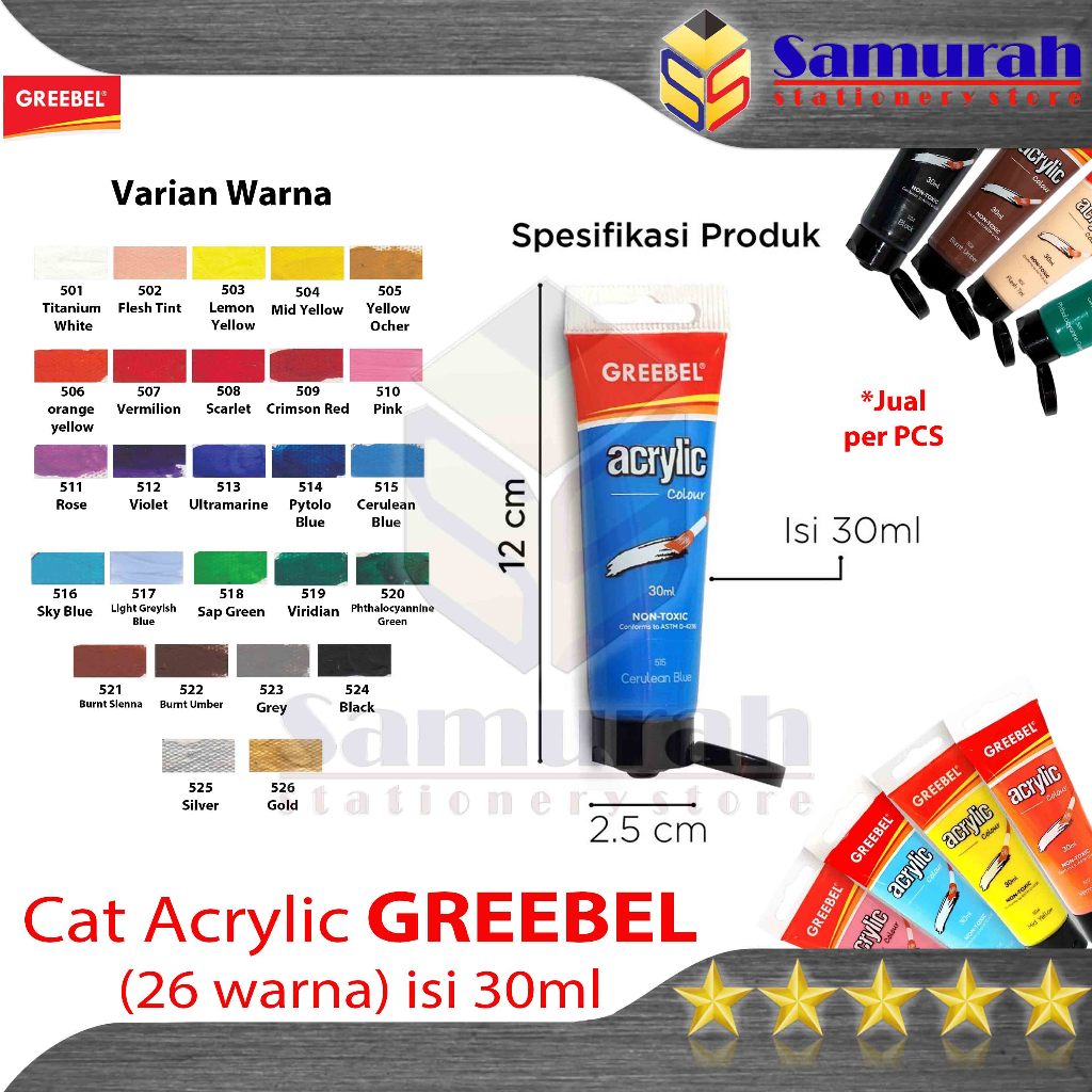 Jual Cat Akrylik Greebel 30 ml Satuan / Acrylic Paint Color 30ml Tube ...