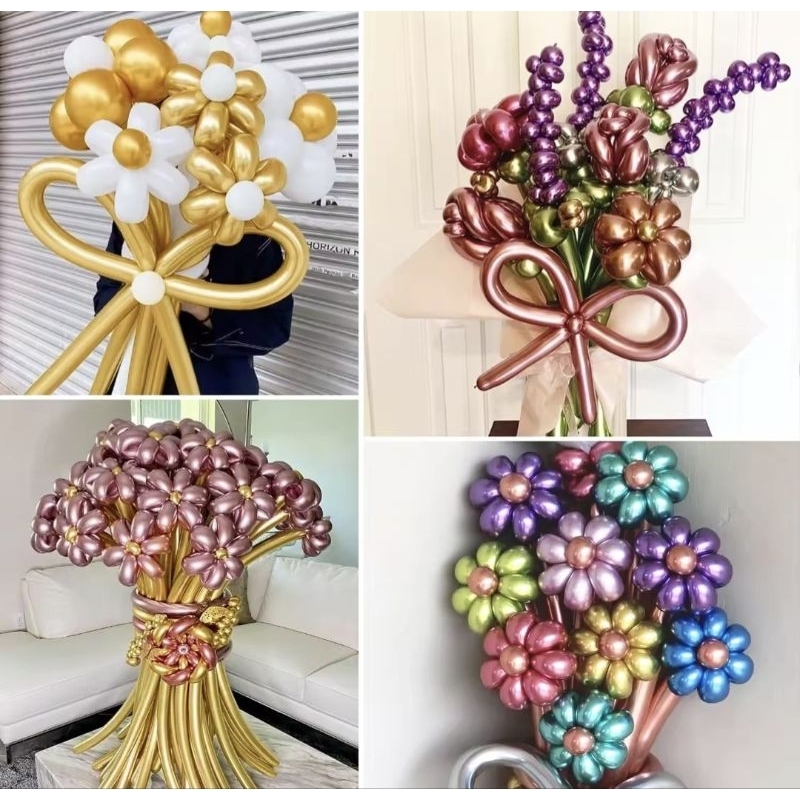 Jual Balon Latex Twist Chrome Metalik Panjang Pentil Cacing Ulang Tahun ...