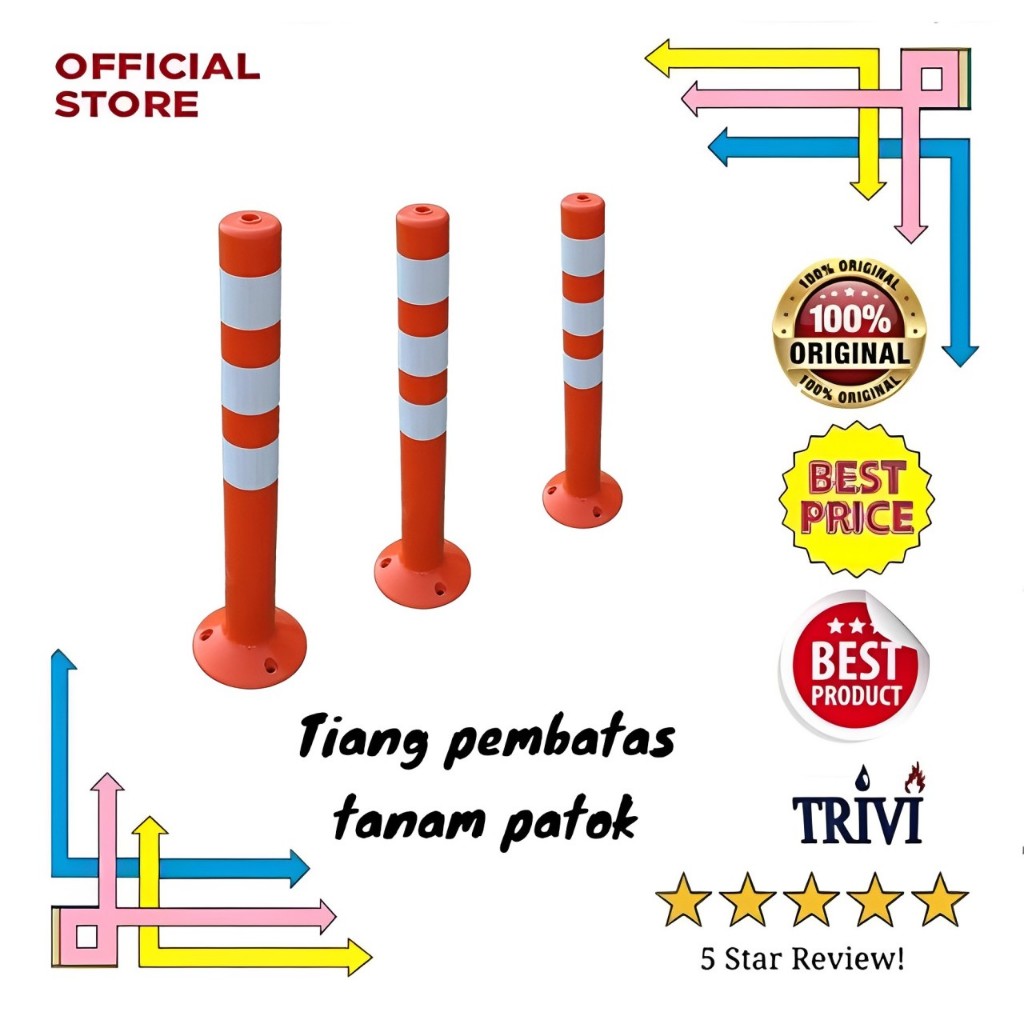Jual Tiang Pembatas Tanam Patok Jalan Lalu Lintas PVC Stick Cone ...