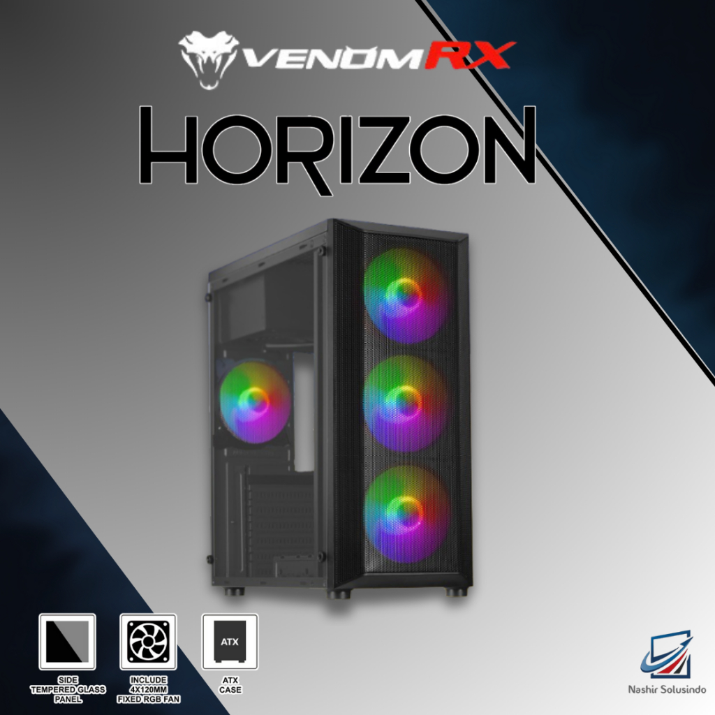 Jual Casing Venom RX HORIZON RGB M-ATX/ATX Include Fan RGB Gaming Case ...