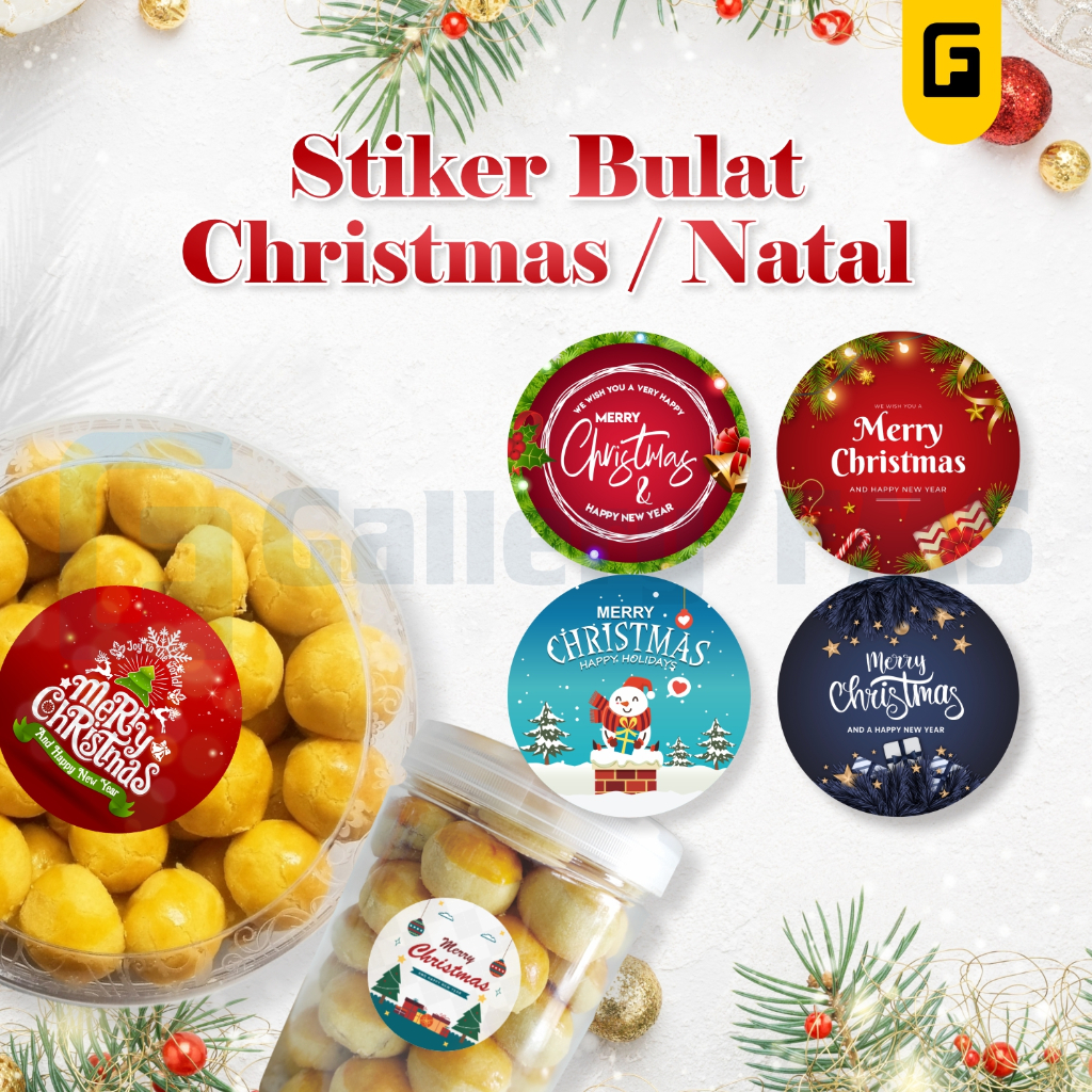 Jual Stiker Label Bulat Natal - Sticker Toples Natal Custom | Shopee ...