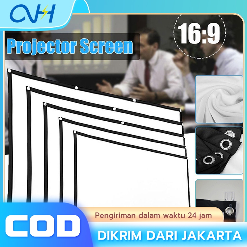 Jual 100 inch Kain Layar Proyektor/Anti-light Ambient Screen Curtain ...