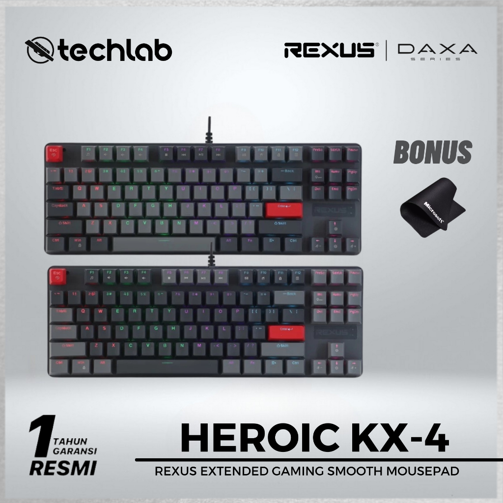 Jual Rexus KX4 / KX-4 Heroic TKL Mechanical Gaming Keyboard Removable ...