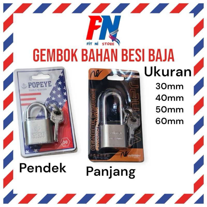 Jual GEMBOK BESI BAJA BERBAHAN BESI KOKOH KUAT TAHAN LAMA PANJANG ...