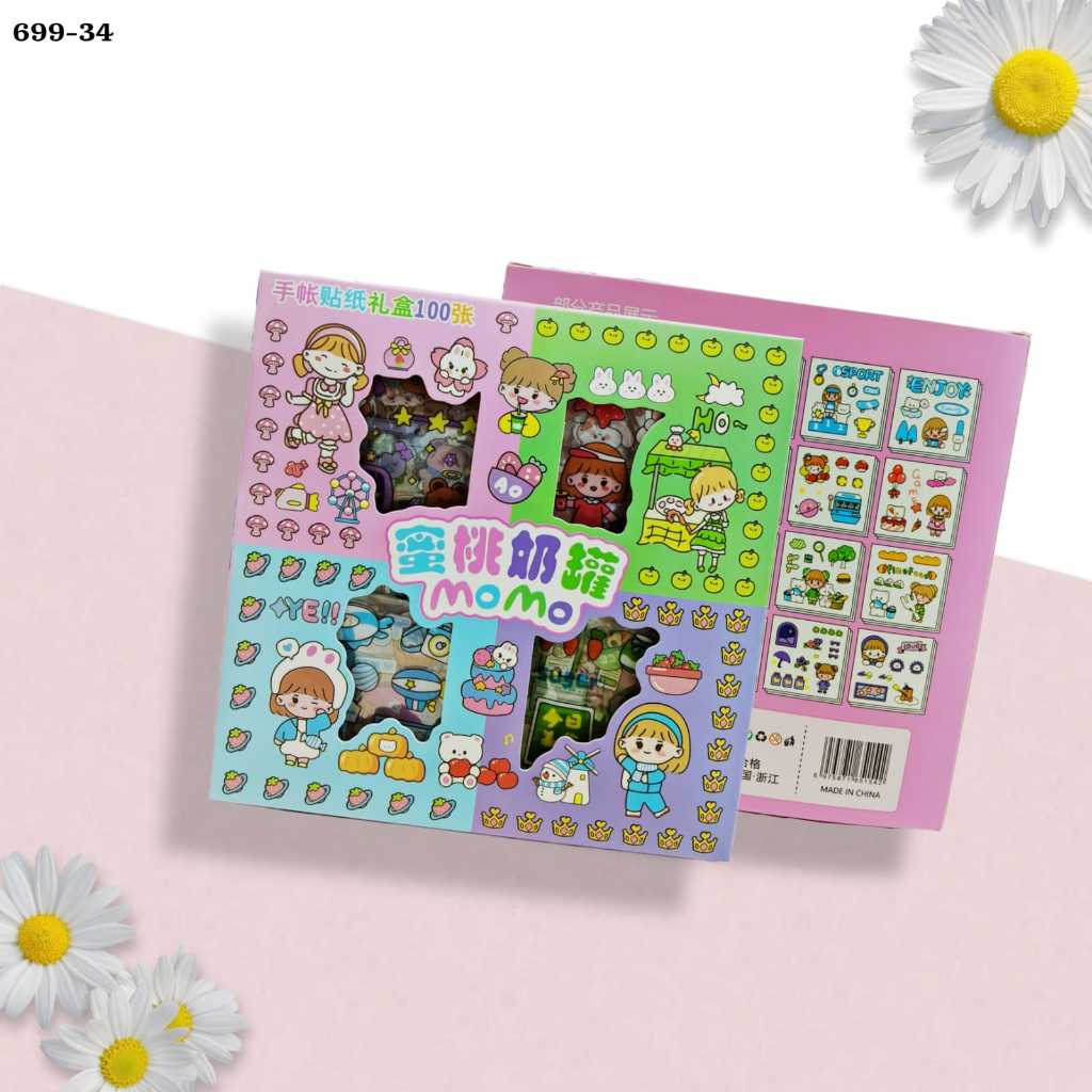 Jual Stiker Momo Isi 100 Lembar 4 warna Anti Air Sticker Aesthetic ...