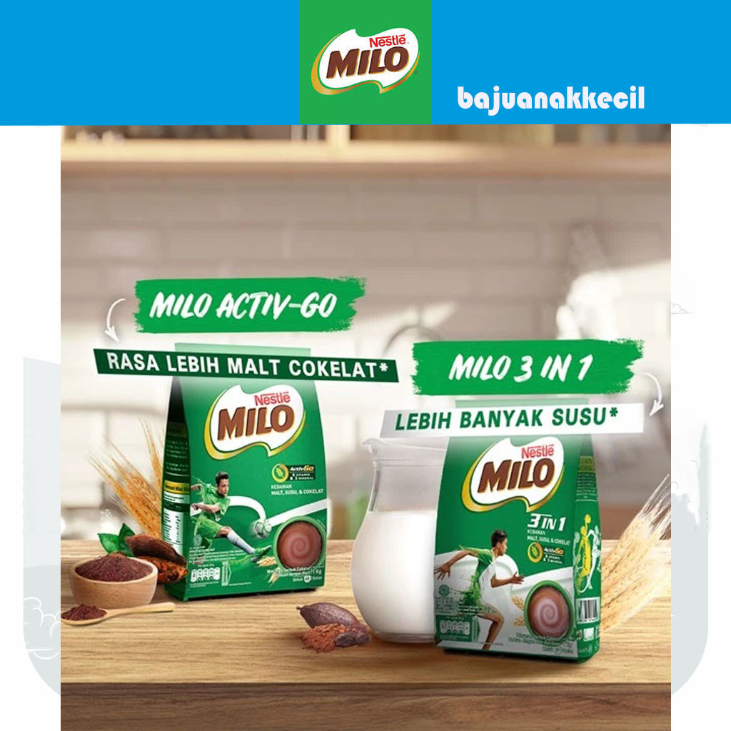 Jual Milo 3 in 1 & Activ Go Susu Bubuk Coklat Pouch 990g Powder Milk ...