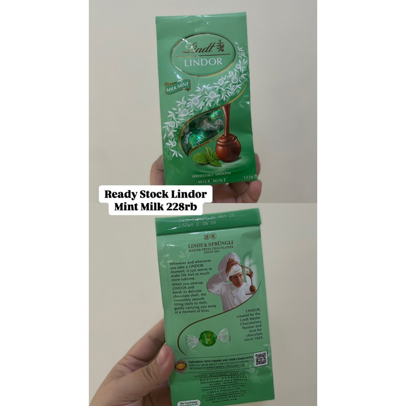 Jual Lindt Lindor Chocolate Milk Mint / Cheesecake Peppermint Mint ...