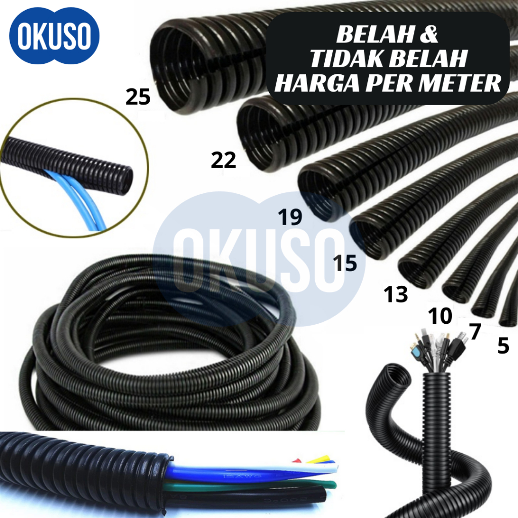 Jual Selang Spiral Fleksibel Conduit Belah Selongsong Pelindung ...