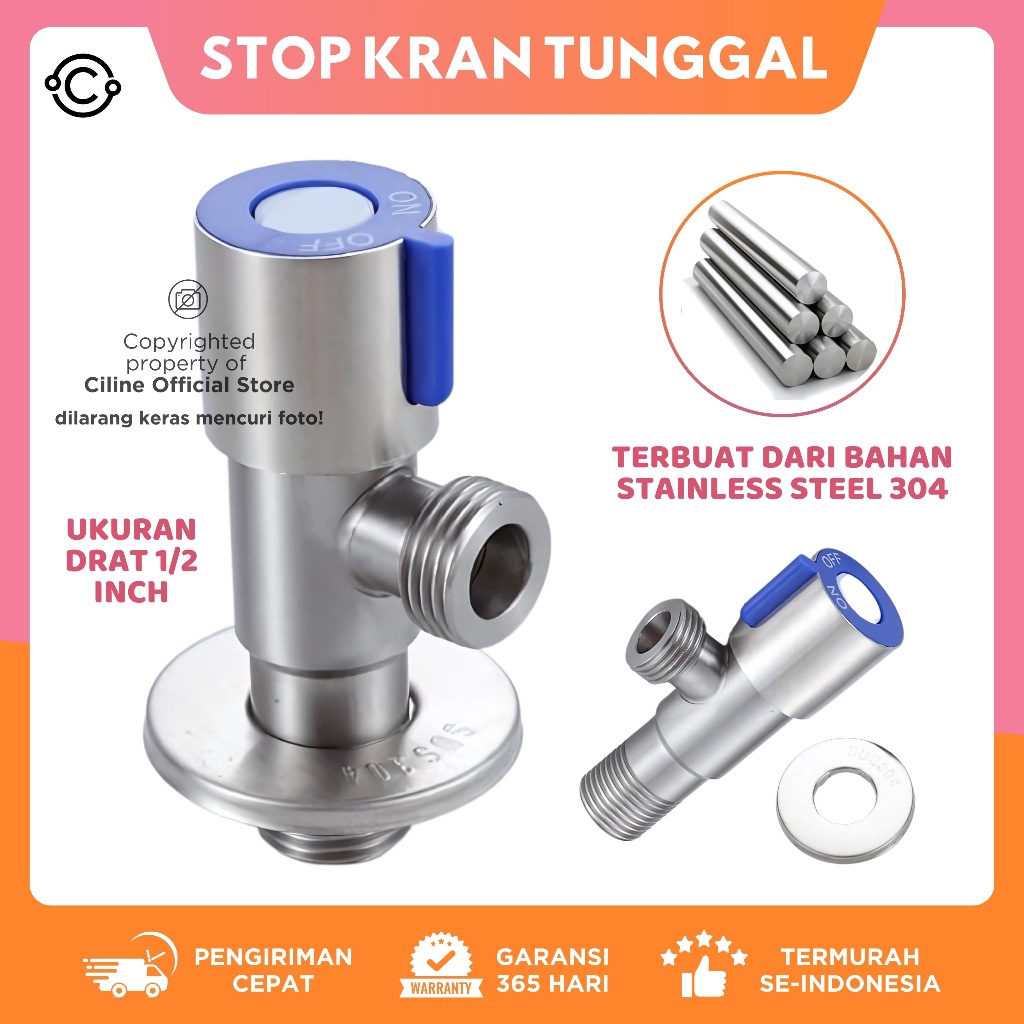 Jual Stop Kran Shower Stainless Biru - 1/2 Inch - Stainless Kran Stop Keran Tunggal - Tipe A ...