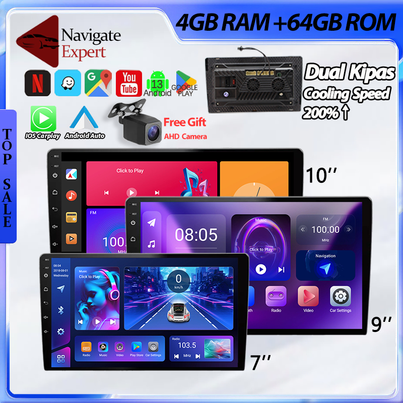 Jual Dual Kipas Head Unit Android Mobil 4G+64G IPS Screen Car Navigasi Untuk TOYOTA Daihatsu ...