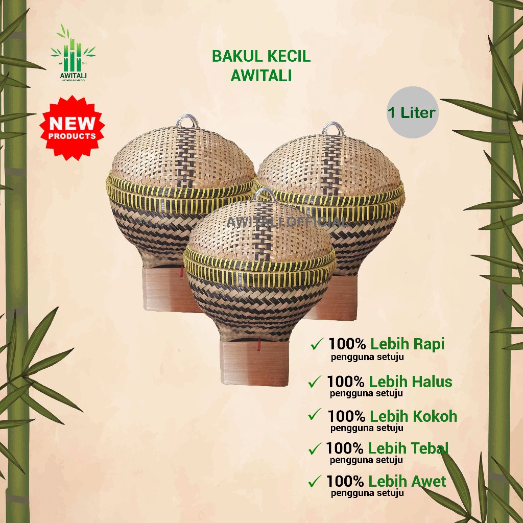 Jual Bakul Nasi Bambu Kecil 1lt Restoran Rumah Makan Wakul Boboko Wadah ...