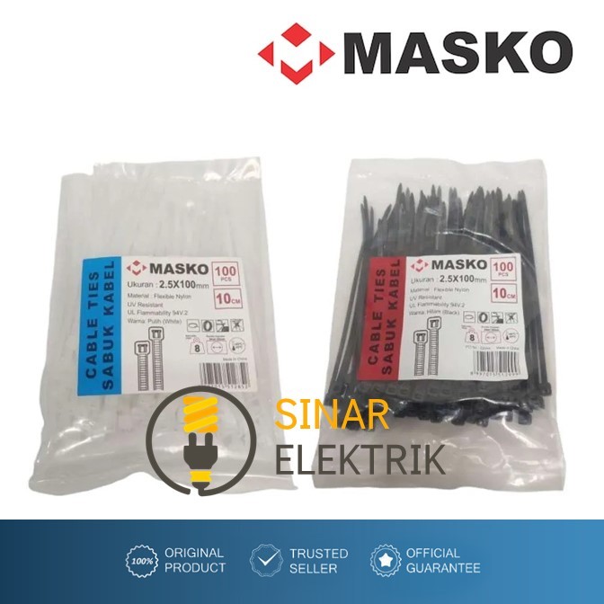Jual MASKO Kabel Ties 100mm 150mm 200mm Hitam Putih - Sabuk Ikat Cable ...