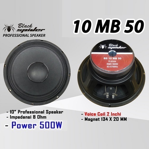 Jual Speaker Full Range 10 inch 500W Black Spider 10 MB 50 8R 10" Karakter Suara Mid Bass ...