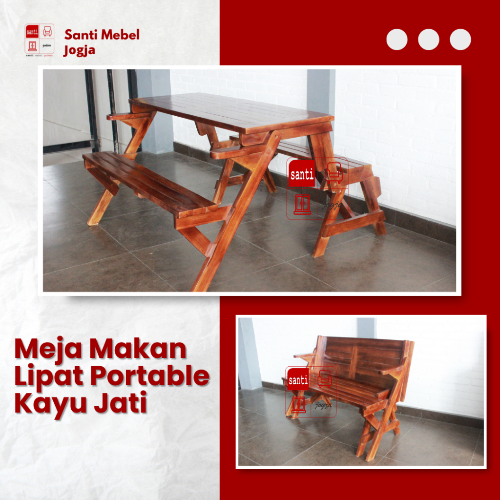 Jual Meja Makan Lipat Portable Kayu Jati | Shopee Indonesia