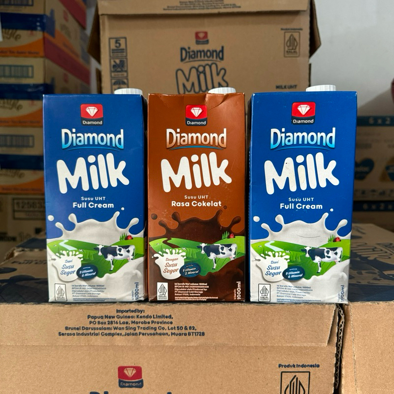 Jual Susu UHT Diamond Milk 1 Liter Rasa Fullcream Dan Coklat | Shopee ...