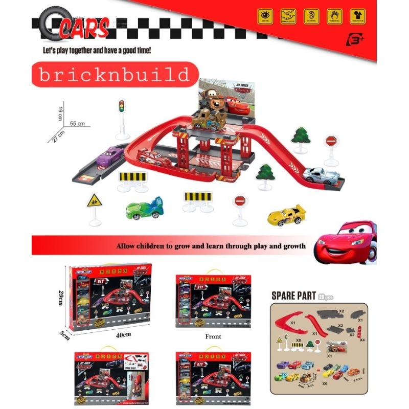 Jual Cars Mcqueen New Track Parking Garage 6 Cars Mainan Red Lightning ...