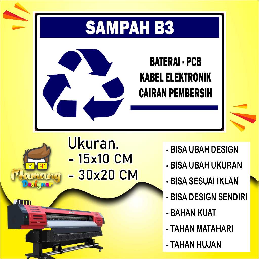 Jual Cetak Sticker Untuk Tempat Sampah Elektronik Bahan Bagus Biru ...