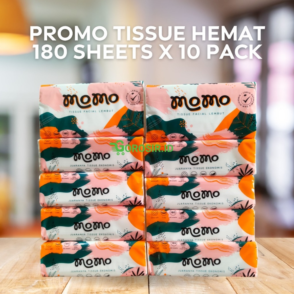 Jual momo tissue 180 sheets 2 ply 10 Pack | Shopee Indonesia