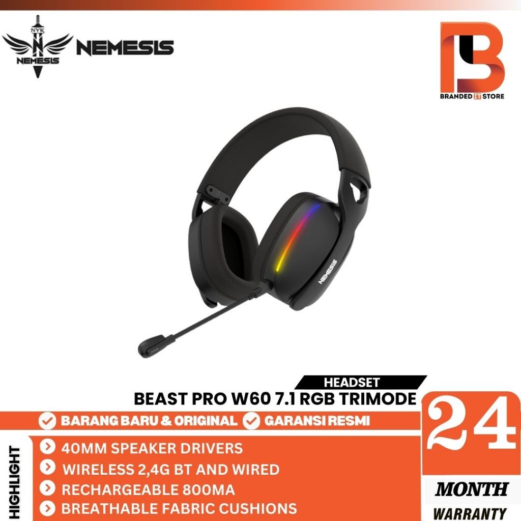 Jual NYK NEMESIS BEAST PRO W60 7.1 RGB TRIMODE WIRELESS Gaming Headset ...