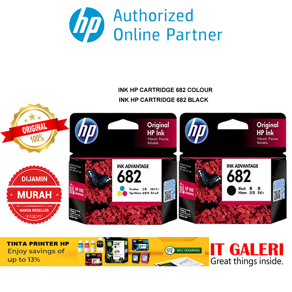 Jual HP Tinta Printer Original 682 Black / Tri color Ink Advantage ...
