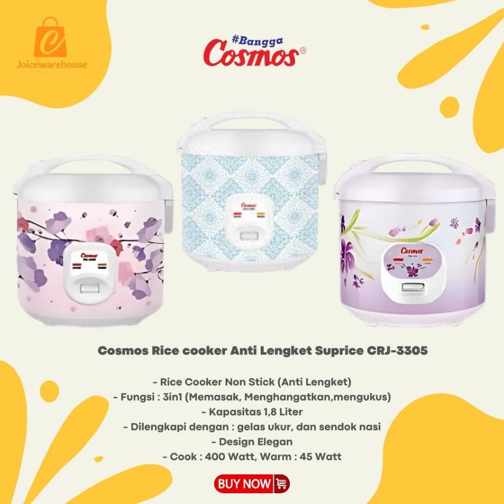 Jual Cosmos Rice cooker Anti Lengket Suprice CRJ-3305 | Shopee Indonesia