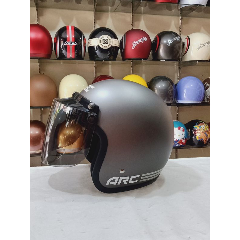 Jual ARC Strip Helm Half Face Warna Abu Doff Berlabel SNI Bisa COD Free ...
