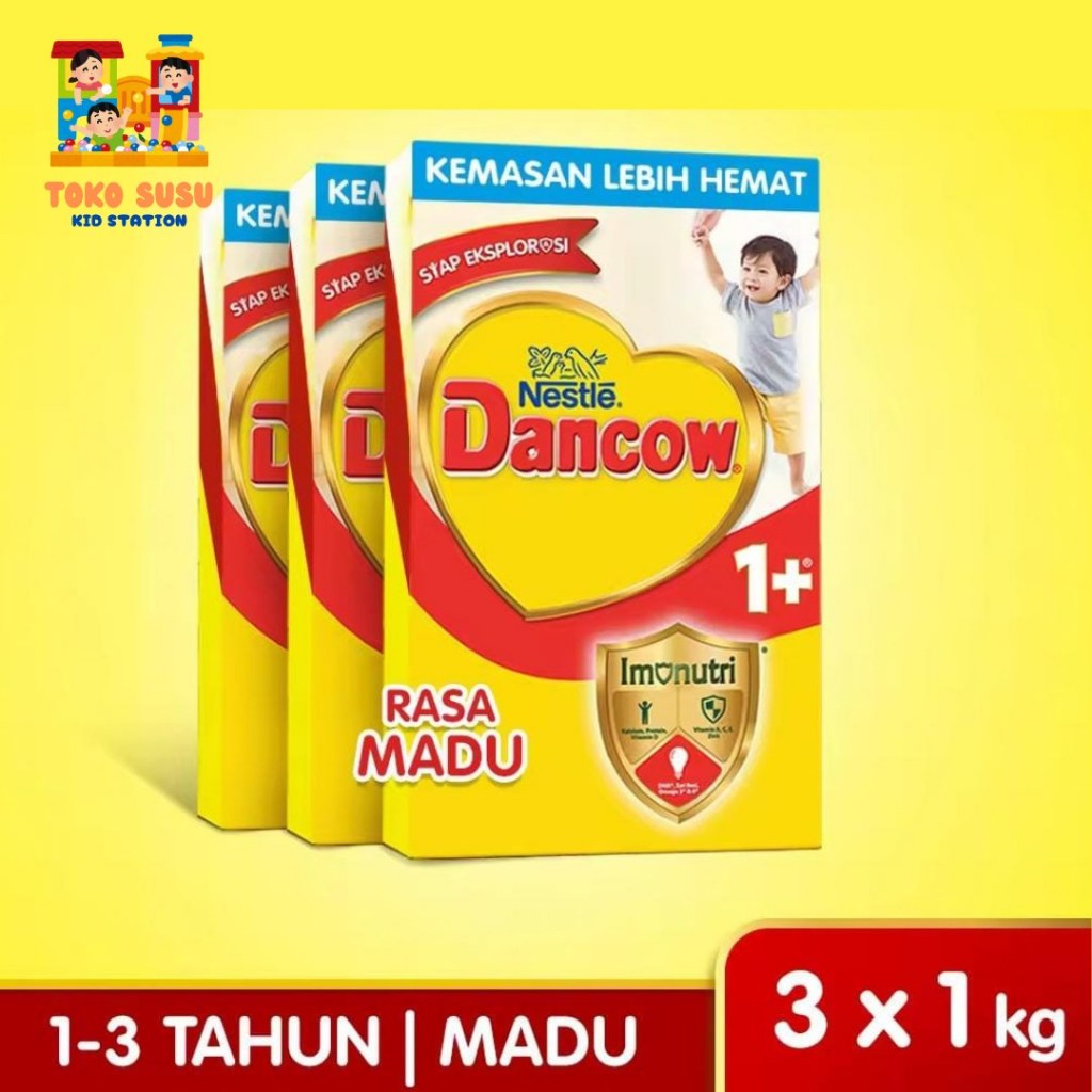 Jual Nestle Dancow 1+ Susu Pertumbuhan Rasa Madu/Vanila 1-3 Tahun Box 1 kg x 3 Dus | Shopee ...
