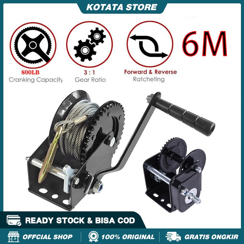 Jual [Cod]Wire Rope Hand Winch 800LBS Katrol Tangan Manual Kapal Boat ...