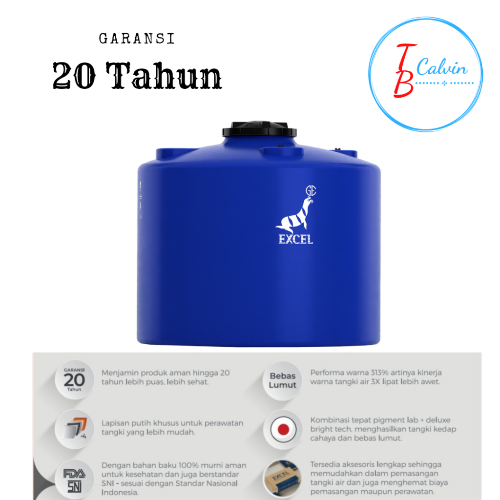 Jual Tangki / Tandon / Toren Air Excel 5000 Liter AL 5700 isi 5650 ...