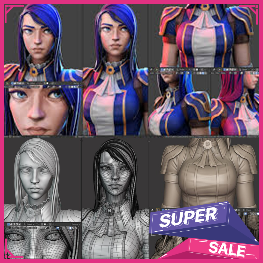 Jual Blender 3D - Character Sculpt Package #50 - Caitlyn 3D Blender ...